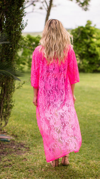 Hot Pink Lace Duster – Alison's Fashion